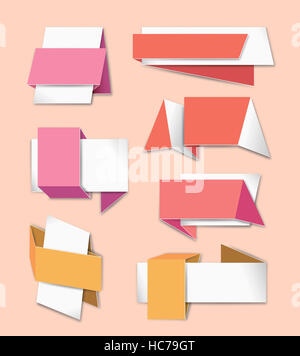 Various label stickers with folded ribbons Stock Photo - Alamy