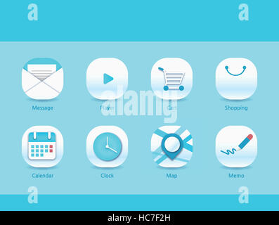 Various application icons in blue Stock Photo - Alamy