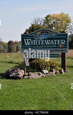 Entrance signs to Whitewater, Wisconsin Stock Photo - Alamy
