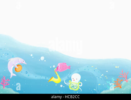 illustration of animals playing instruments Stock Photo - Alamy