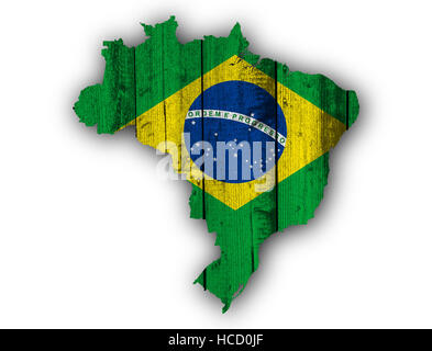 Map of Brazil on weathered wood Stock Photo - Alamy