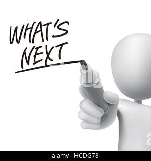 what is next words written by 3d man over transparent board Stock ...
