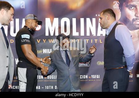Anthony Joshua (left) and Eric Molina during the press conference at ...