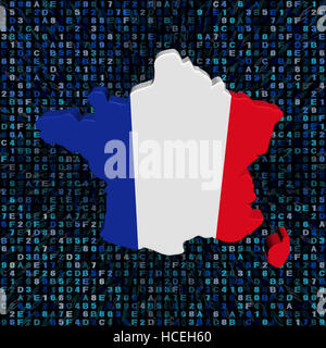 France map flag on hex code illustration Stock Photo - Alamy