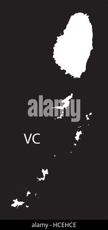 Black Saint Vincent and the Grenadines map, Caribbean island country ...