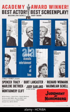 JUDGMENT AT NUREMBERG, Richard Widmark, Spencer Tracy, Montgomery Clift ...