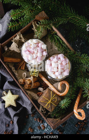 Christmas table decor with a gift box Stock Photo - Alamy