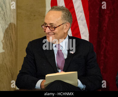 United States Senator Chuck Schumer (Democrat of New York) holds a ...