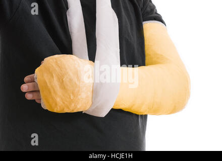 Broken arm in a cast covered with signatures Stock Photo - Alamy