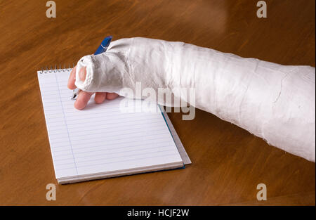 A person wearing an arm cast after breaking their wrist having ...