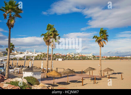 Sea front promenade with hotels and restaurants at Malvarrosa beach in ...
