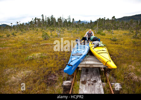 Preparing to kayak Oliver Inlet Portage Admiralty Island, Alaska Stock ...