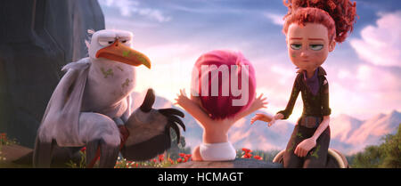 STORKS, from left: Junior (voice: Andy Samberg), Hunter (voice: Kelsey ...