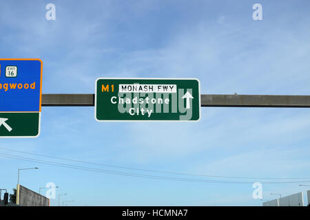 Road sign boards in Melbourne Freeway Victoria Australia Stock Photo ...