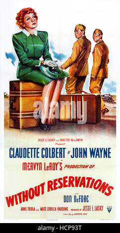 WITHOUT RESERVATIONS, US poster art, from left: John Wayne, Claudette ...