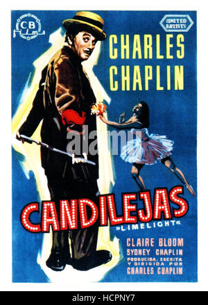 LIMELIGHT (aka CANDILEJAS), Charlie Chaplin (Spanish poster art), 1952 ...