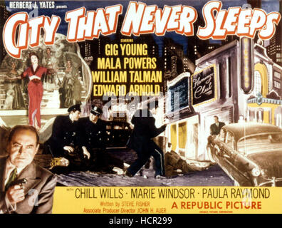 CITY THAT NEVER SLEEPS poster for 1953 Republic film with Gig Young ...