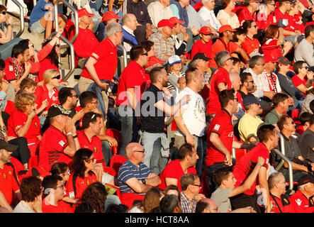 Crowd of spectators in the stands of the football field Stock Photo - Alamy