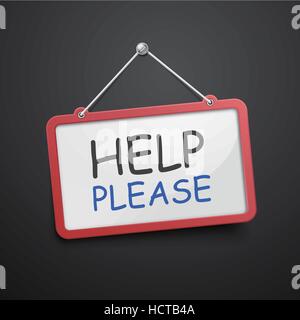 help please hanging sign isolated on white wall Stock Vector Image ...