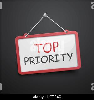 top priority hanging sign isolated on white wall Stock Vector Image ...