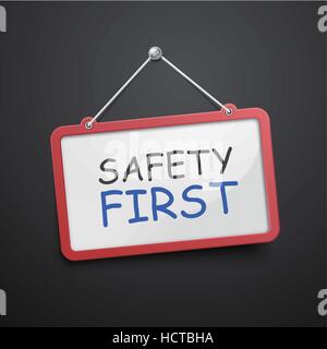 Safety first banner design on white background, vector illustration ...