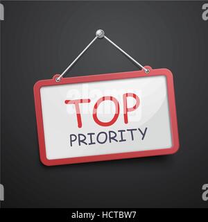 top priority hanging sign isolated on white wall Stock Vector Image ...