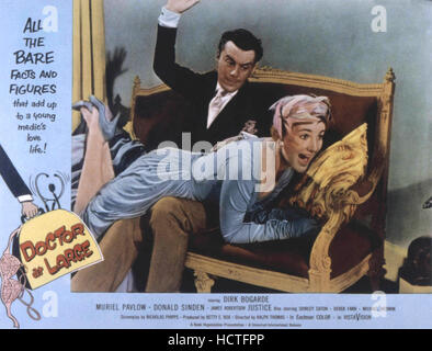 DOCTOR AT LARGE, Dirk Bogarde, spanking Barbara Murray, 1957 Stock ...