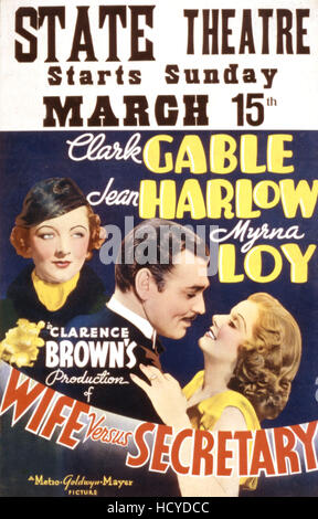 WIFE VS. SECRETARY, Myrna Loy, Clark Gable, 1936 Stock Photo - Alamy