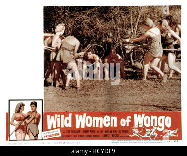 WILD WOMEN OF WONGO, Ed Fury, Johnny Walsh, Jean Hawkshaw (with spear ...