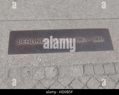 Plaque marking the site of the Berlin Wall in Potsdamerplatz, Berlin ...