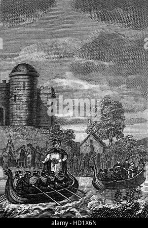 King Edgar the Peaceable - here being rowed down the River Dee by eight ...