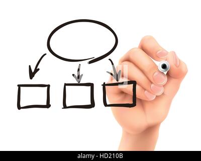 blank flow chart drawn by 3d man over transparent board Stock Vector ...