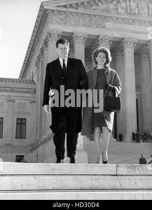 From left, Senator Edward Kennedy, with his mother, Rose Kennedy, on ...