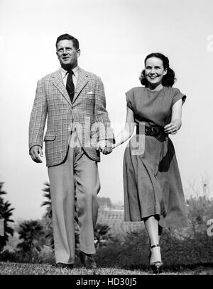 Teresa Wright, with husband Niven Busch, ca. early 1950s Stock Photo ...