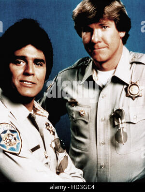CHIPS, (from left): Erik Estrada, Bruce Jenner, Larry Wilcox on-set ...