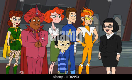 THE AWESOMES, (from left): Concierge, Prock Awesome, Frantic Danger ...