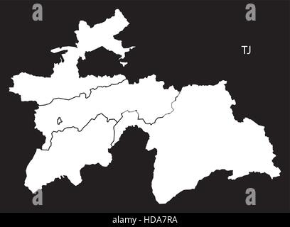 Vector regional map of Tajikistan with provinces and administrative ...