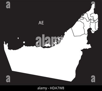 Map of United Arab Emirates with the provinces, filled with a linear ...