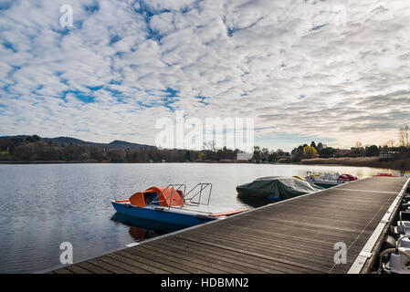 Lake Monate from Cadrezzate, province of Varese, Italy. Public park ...