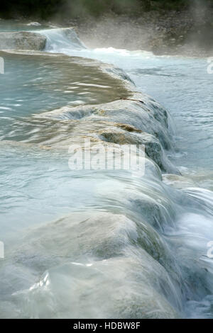 Waterfall, steaming water, Naturtherme Saturnia, hot springs, Manciano ...