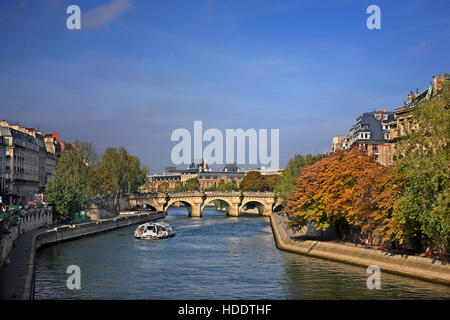 Pont Neuf, the oldest standing bridge across the river Seine in Paris ...