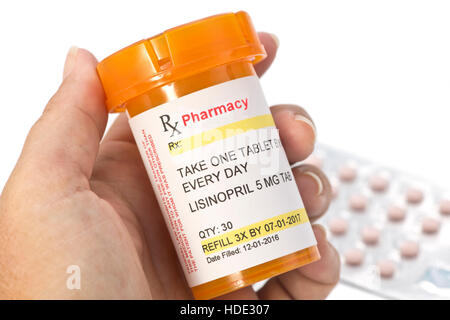 Lisinopril hypertension or high blood pressure drug (ACE inhibitor ...