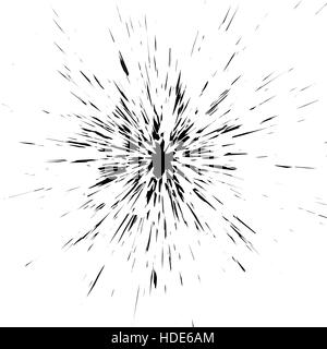 Radial grungy spattered, splattered liquid paint effect. Splashed ink ...