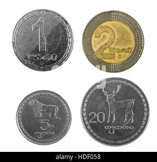 georgian money lari coins on white Stock Photo - Alamy