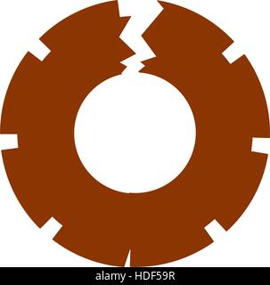 Broken gear icon. Cog wheel machine part and technology theme. Isolated ...