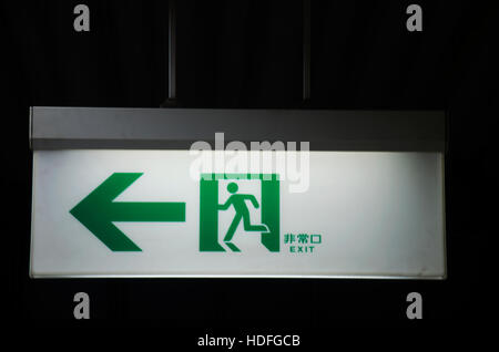 Emergency exit sign in Japan Stock Photo - Alamy