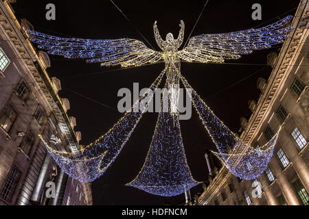 Christmas Lights of Angels above Regent Street, Central London, with ...