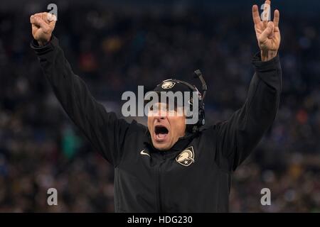 Army head coach Jeff Monken watched during the first half of an NCAA ...