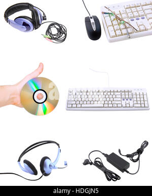 Collage of computers devices. Isolated over white Stock Photo - Alamy