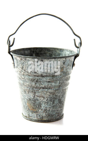 An empty old fashioned bucket over a white background Stock Photo - Alamy